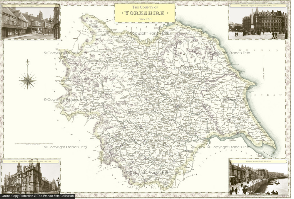 Historic County Map Of Yorkshire Francis Frith